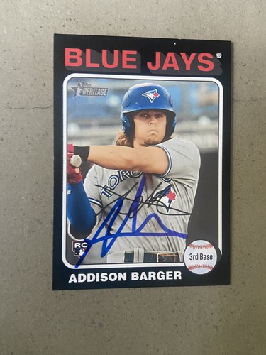 2024 Topps Heritage High Number Addison Barger IP Auto Black Border ...
