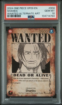 Shanks - OP09-004 SP - Wanted Poster Alt Art - English - [PSA 10] One ...