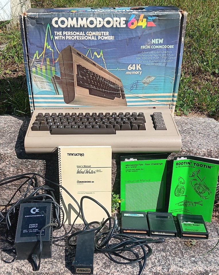 Vintage 1983 Commodore 64 Computer with Box, Cables and Manu Serial No ...