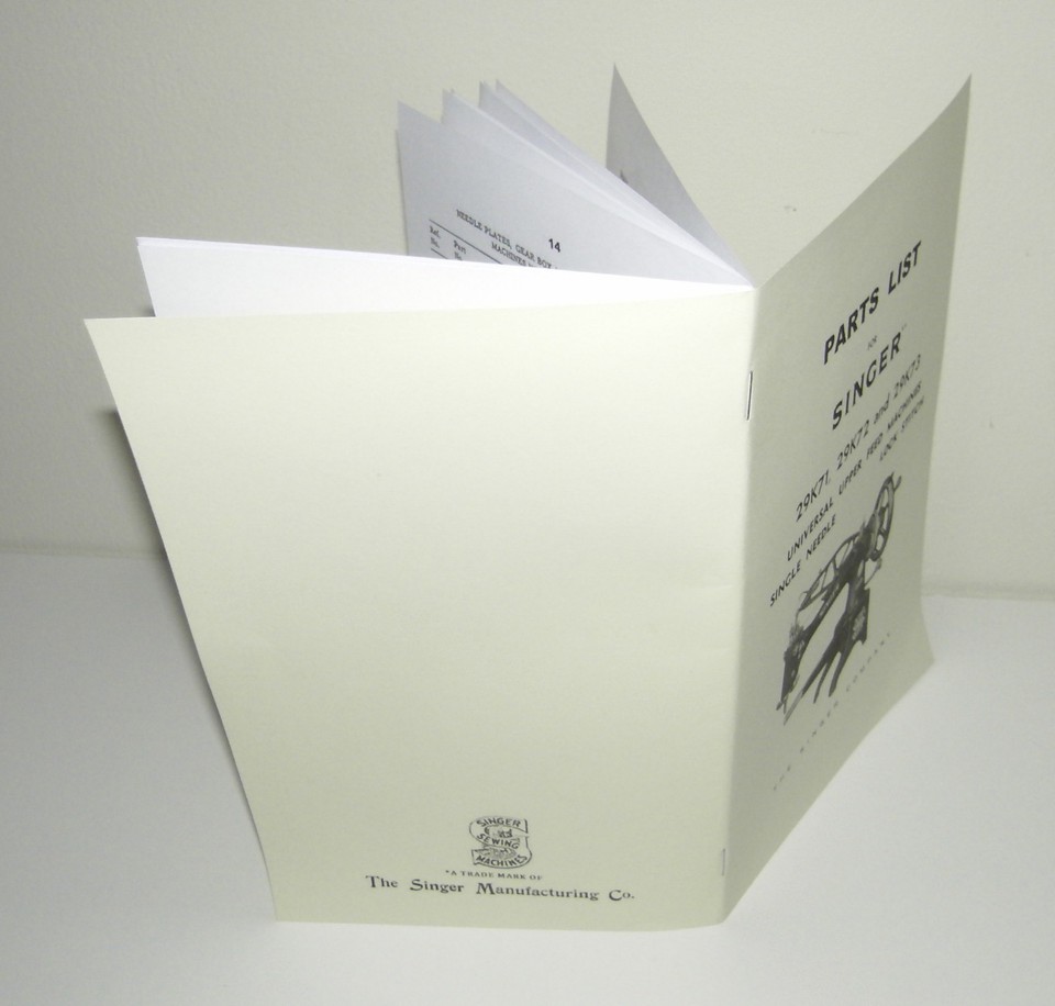 Singer 29K71 29K72 29K73 Sewing Machine list of Parts Reproduction | eBay