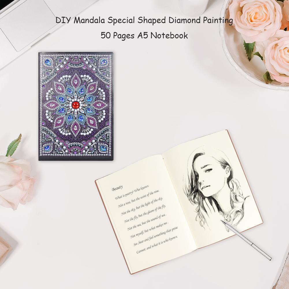 DIY Mandala Special Shaped Diamond Painting 50 Pages A5 Office Notebook ...