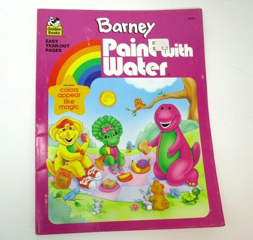Vintage Barney Paint with Water book 1995 Childrens Coloring Book | eBay