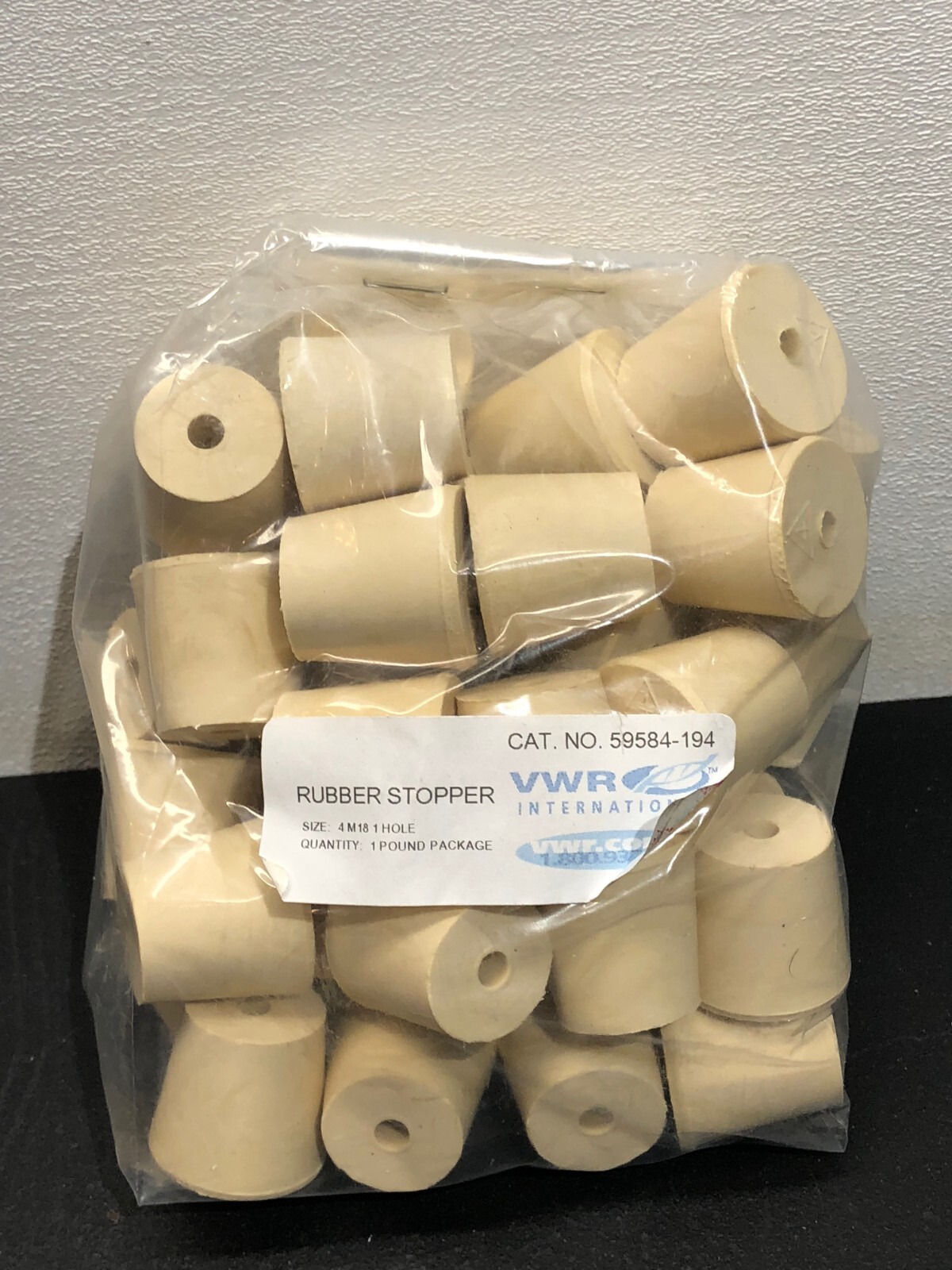 VWR Pure Gum Rubber Stoppers One-Hole Size 4 Model 59584-194 1 Pack for ...