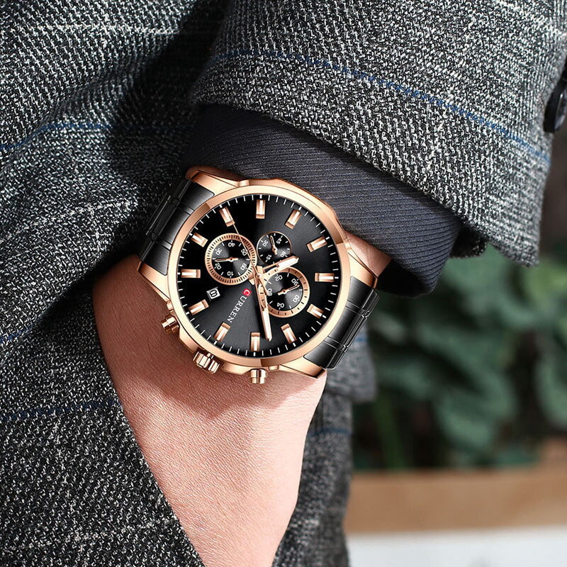 Big Dial Stainless Steel Band Quartz Men's Wrist Watch Calendar Elegant ...