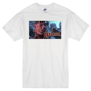 DEAD ALIVE PETER JACKSON ZOMBIE MOVIE BRAINDEAD RETRO GORE 1992 WHITE T ...
