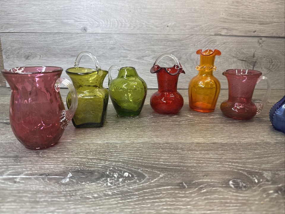 Vintage Pilgrim Hand Blown Glass Small Mini Pitchers Vases up to 5”H ...