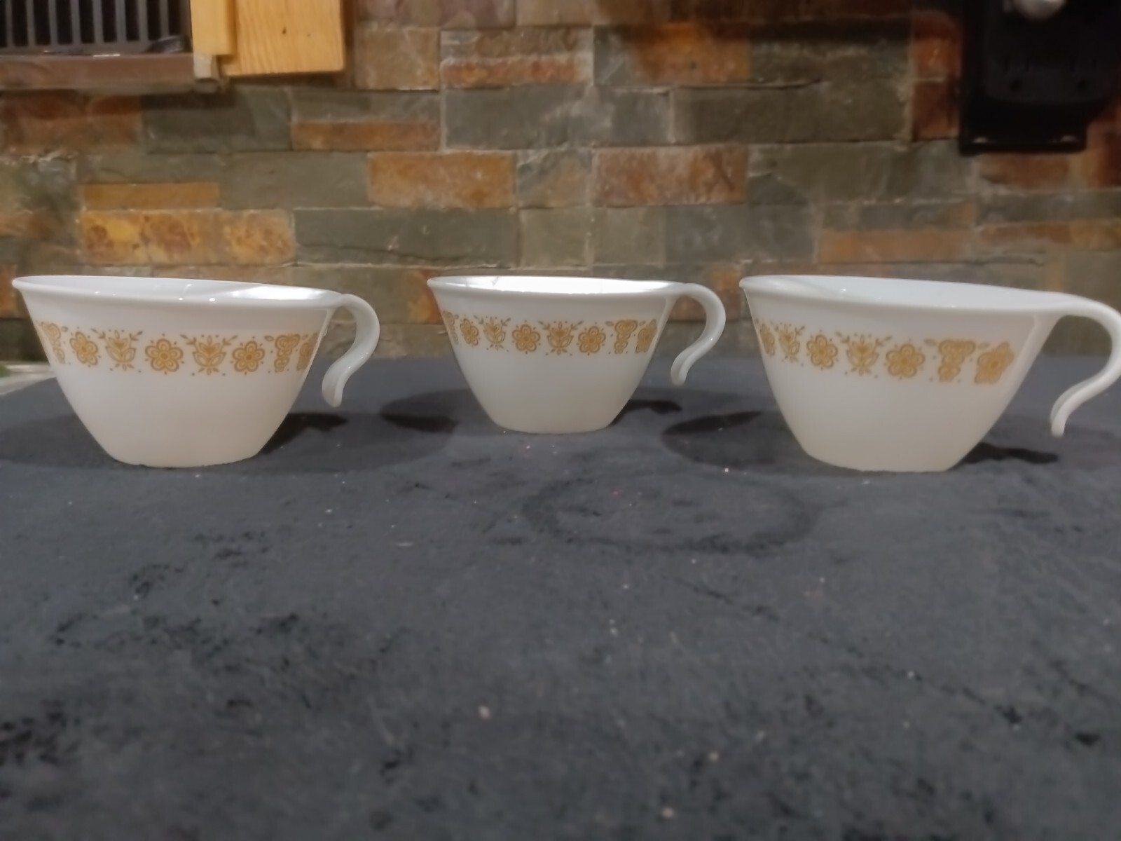 Vintage Corelle by CORNING Tea Cups With Hook Handle Set Of 3 | eBay