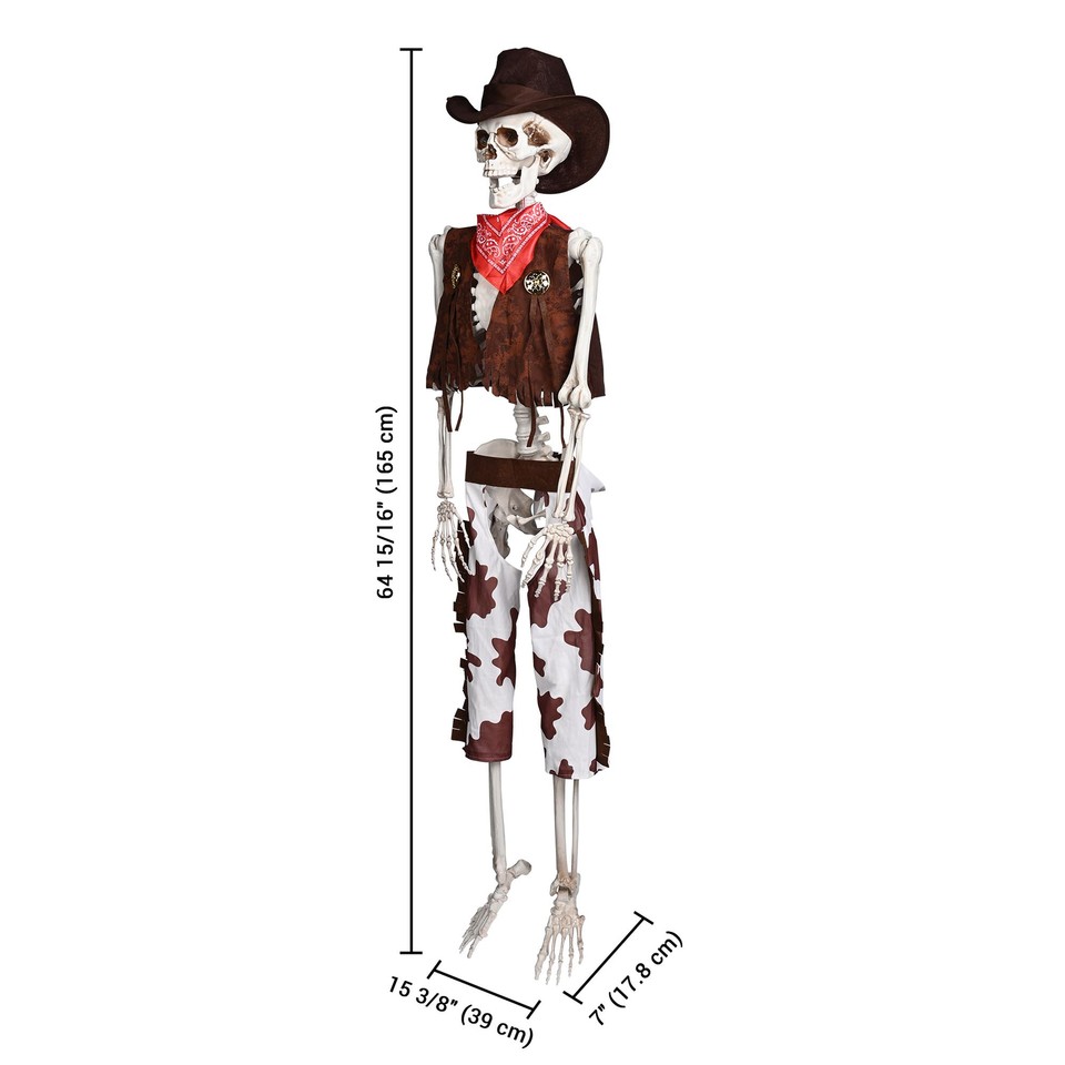 Yescom 2Pcs Life Size Cowboy Skeleton Poseable 5.4Ft Halloween Party ...