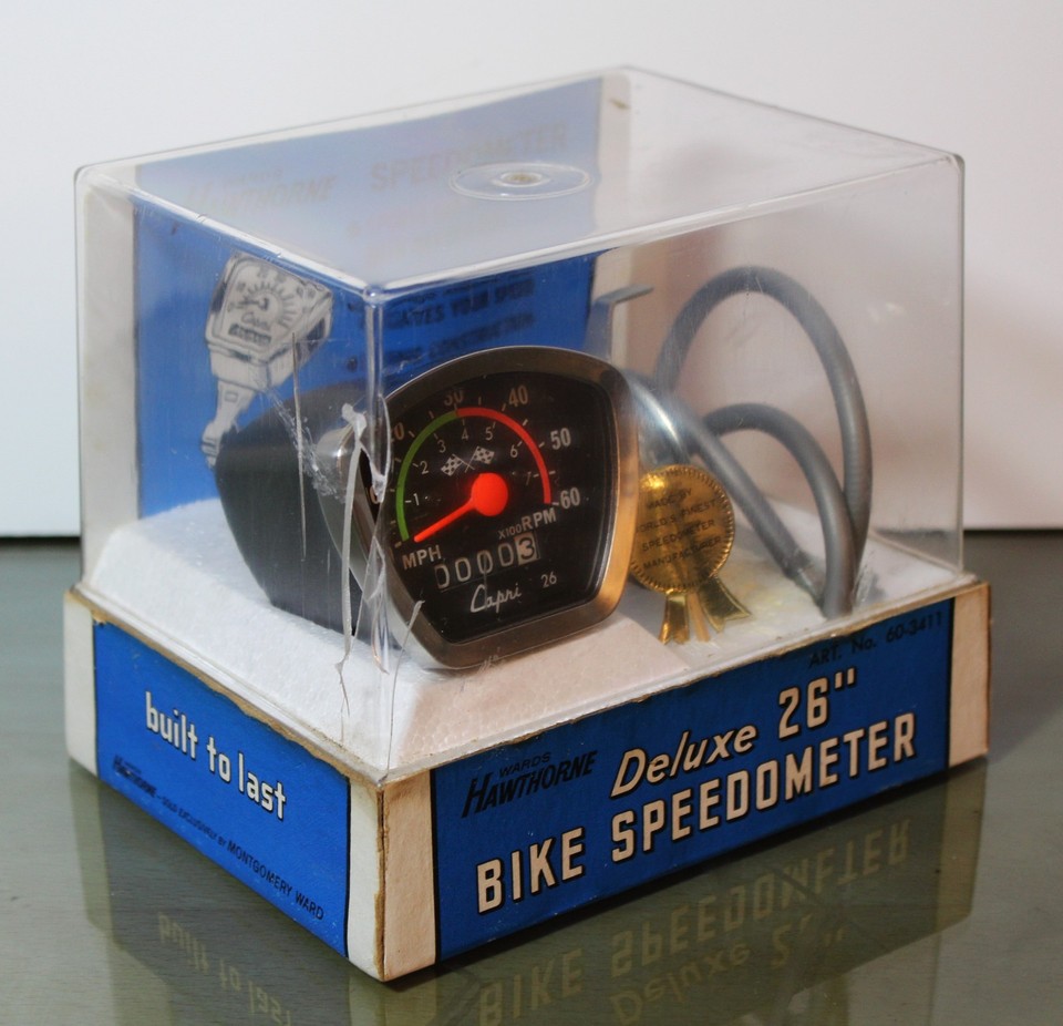 Vintage 60's Wards Hawthorne Capri 26" bike speedometer never used day ...