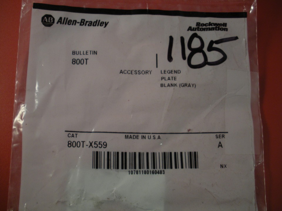Allen Bradley SLITTER AIR ON OFF 800T-X559 Ser A Legend Plate Flag New ...