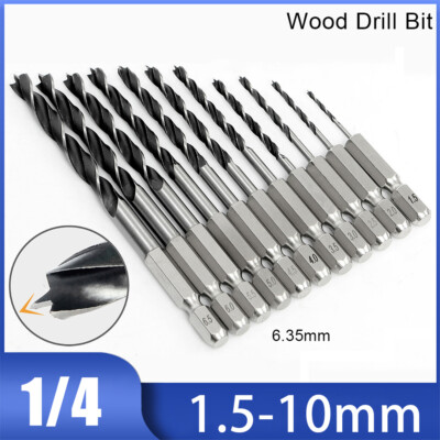 1.5mm-10mm Brad Point Wood Drill Bit Set HSS Woodworking Hex Shank ...