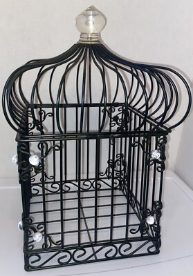 Vintage Chinese Bird Cage - Ornate- Clear Finial - Clear Glass Gems ...