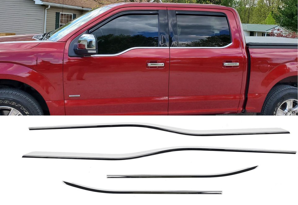Window Sill + Pillar Post Cover Trim Strips For Ford F150 21+ Chrome ...