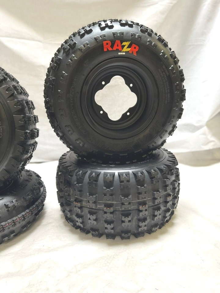 DWT A5 Black Front Rear Rims Wheels Maxxis Razr Tires YFZ450 Raptor ...