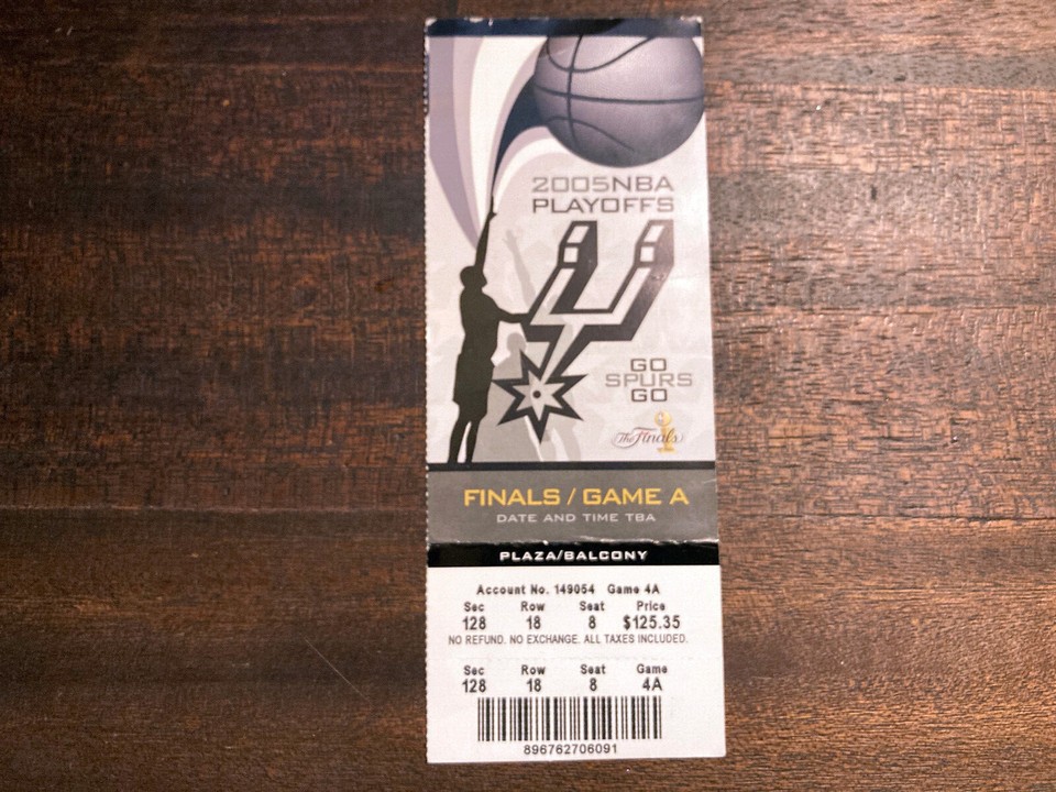 2005 NBA Finals Game 1 Ticket Pistons vs. Spurs Tony Parker Manu Tim ...