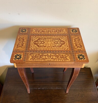 Vintage Italian Inlaid Music Box Table Swiss - "Isola di Capri" | eBay