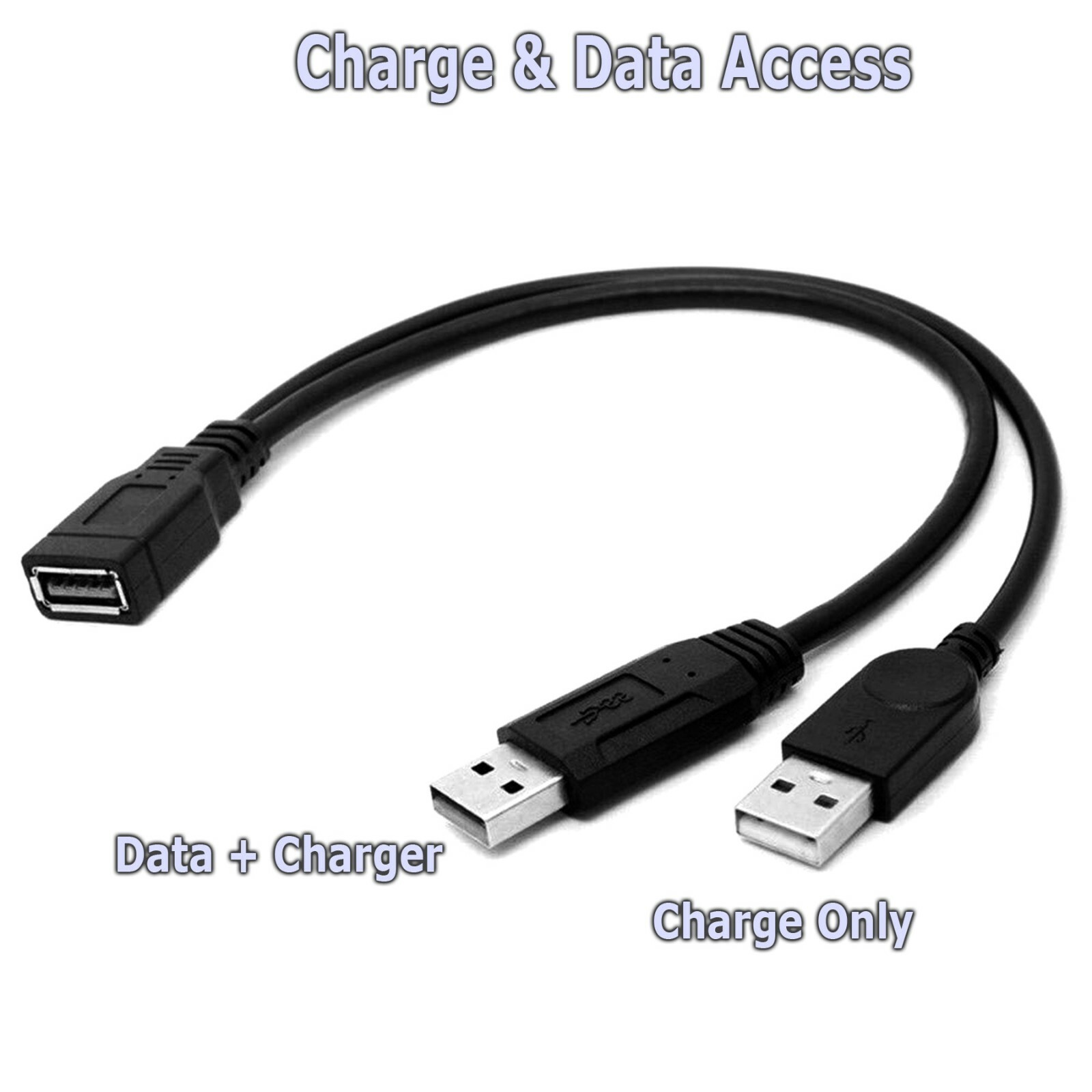 USB 2.0 A Male To 2 Dual USB Female Jack Y Splitter Hub Power Cord ...