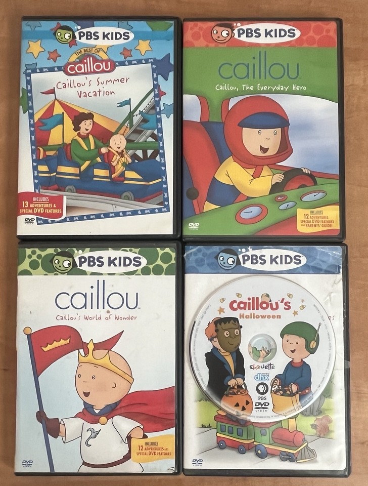 Vintage Caillou DVD Lot of 4 PLUS Caillou and the Big Bully HC Book PBS ...