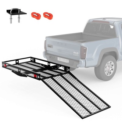 Hitch Mount Wheelchair Carrier w/Foldable Ramp Stabilizer Straps Fit 2 ...
