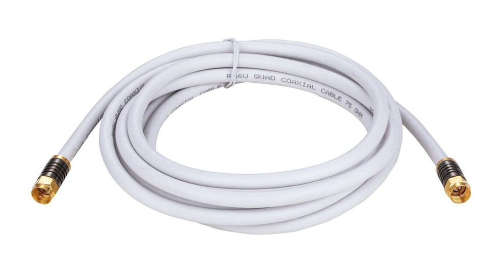 RG6 Quad Cable Black White Coax Coaxial F Extension Wire Satellite TV ...