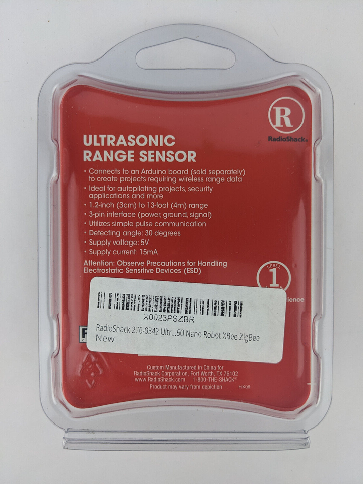 Radio Shack Ultrasonic Range Sensor 2760342 Level 1 In Package | eBay