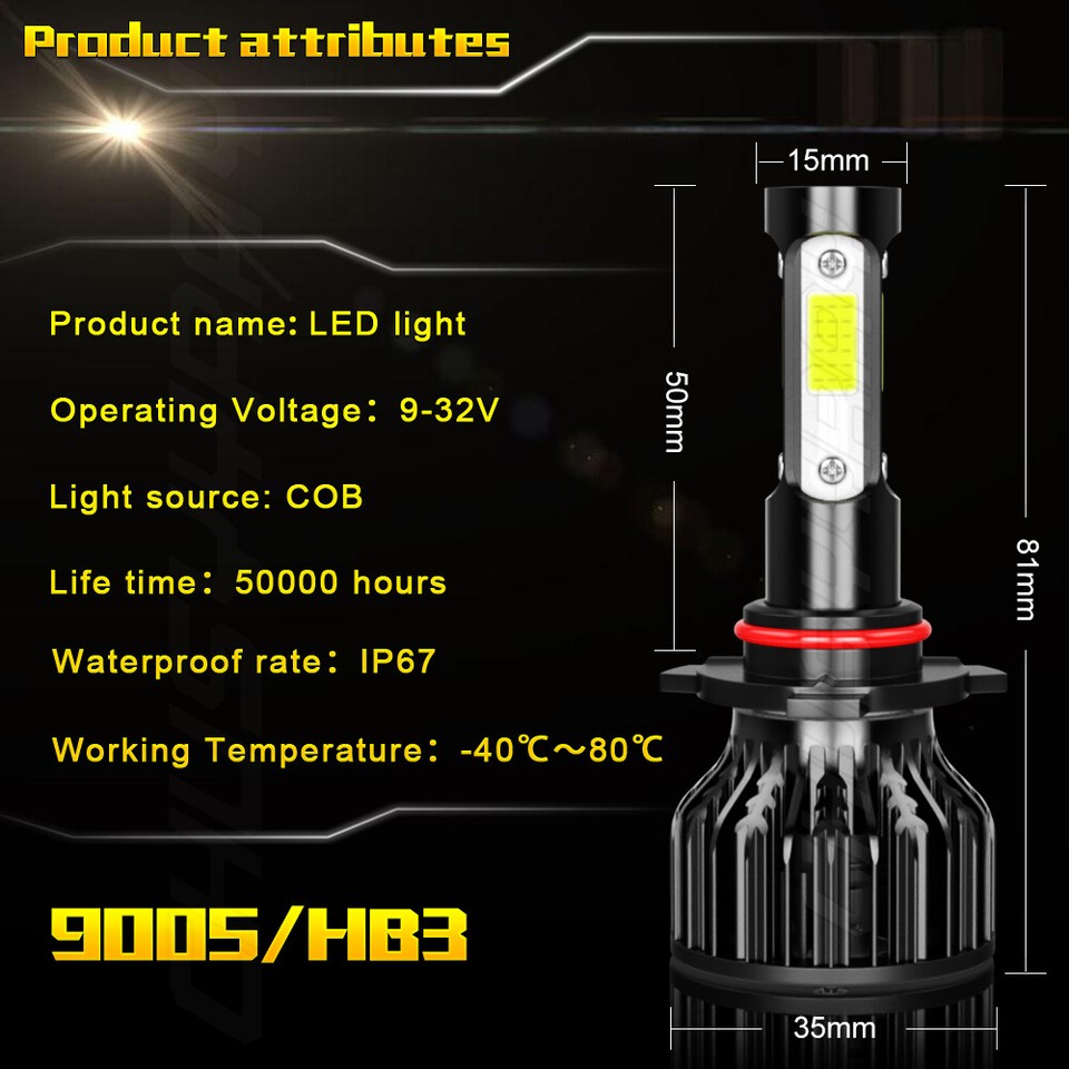 9012 LED Headlight Bulbs High Low Beam For Ford Edge 2011-2014 Taurus ...