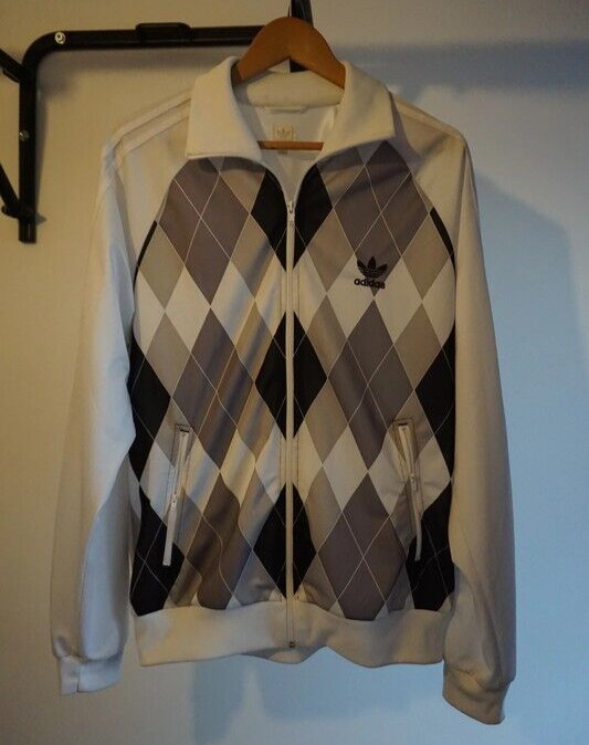 Rare Adidas Lendl Argyll Track Top Jacket White Gray … - Gem