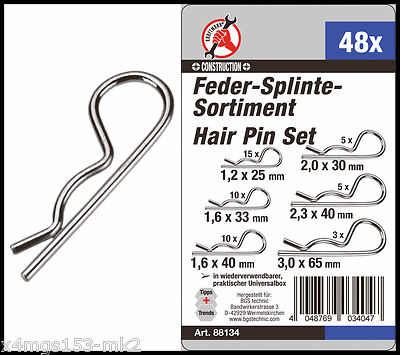 BGS - R Clip, Spring Split/Hair Pin Asst - 25 - 65 mm - 48 Pc Set ...