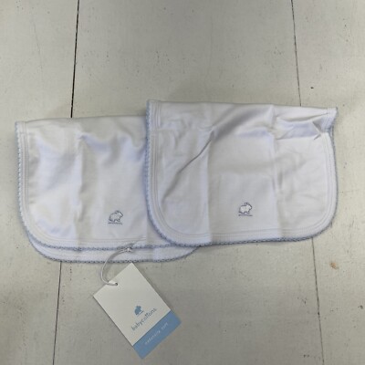 Baby Cottons White Cotton Blue Logo Burp Cloths 9x13” 2 Pack New | eBay