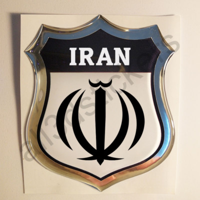 Sticker Iran Emblem Coat of Arms Shield 3D Resin Domed Gel Vinyl Decal ...