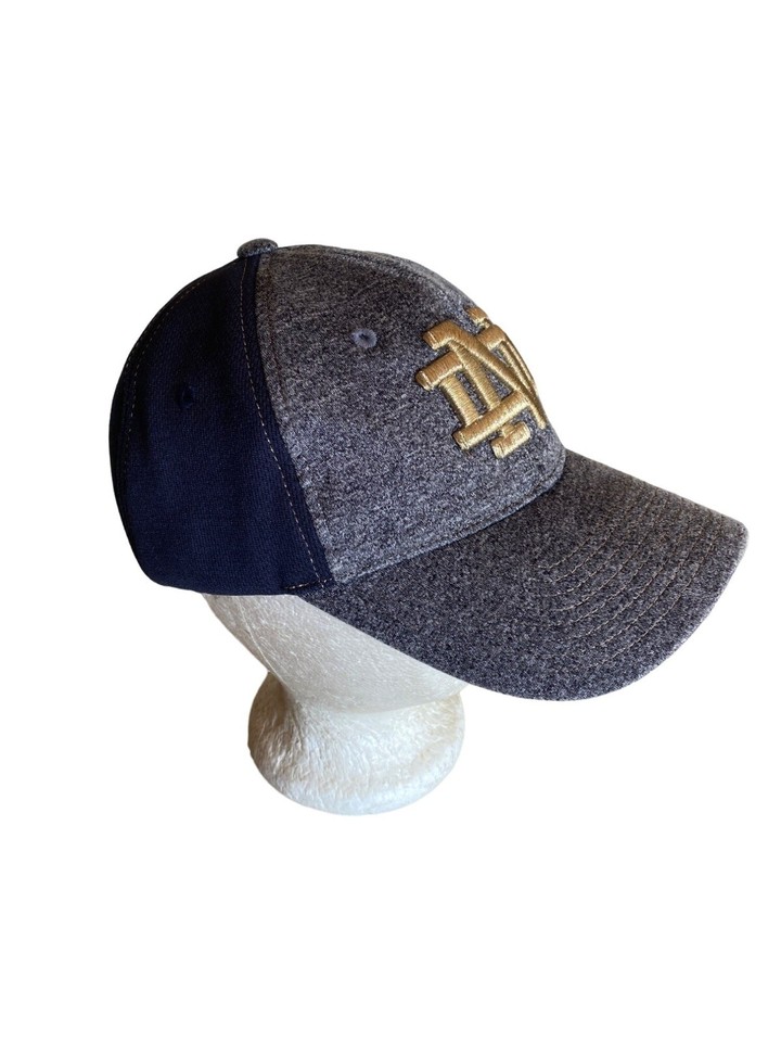 Notre Dame Gray Blue Gold Embroidered Logo Hat Cap Adjustable | eBay