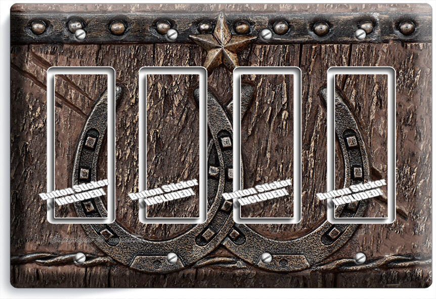 RUSTIC COUNTRY WESTERN LONE STAR COWBOY HORSESHOE LIGHT SWITCH OUTLET ...