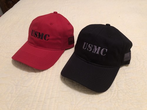 USMC - (2-cap Set) - US MARINES - Adjustable - Red/Black - BRAND NEW | eBay
