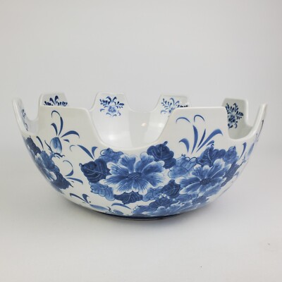 Maitland Smith Porcelain Monteith Bowl Chinoiserie Blue White Wine ...