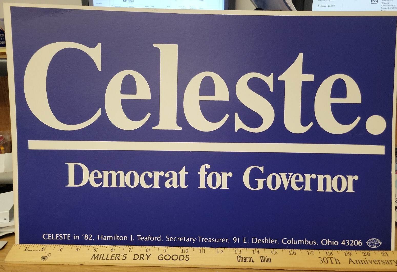 1982 Ohio Celeste for Governor Poster 14"x22" 1 Side Yard Sign - New ...