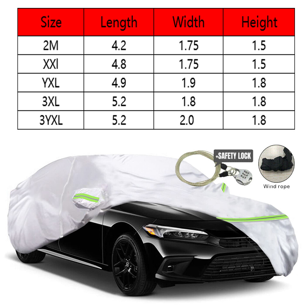Large Car Covers Waterproof 6 Layer Aluminum Rain UV Dust Resistant ...