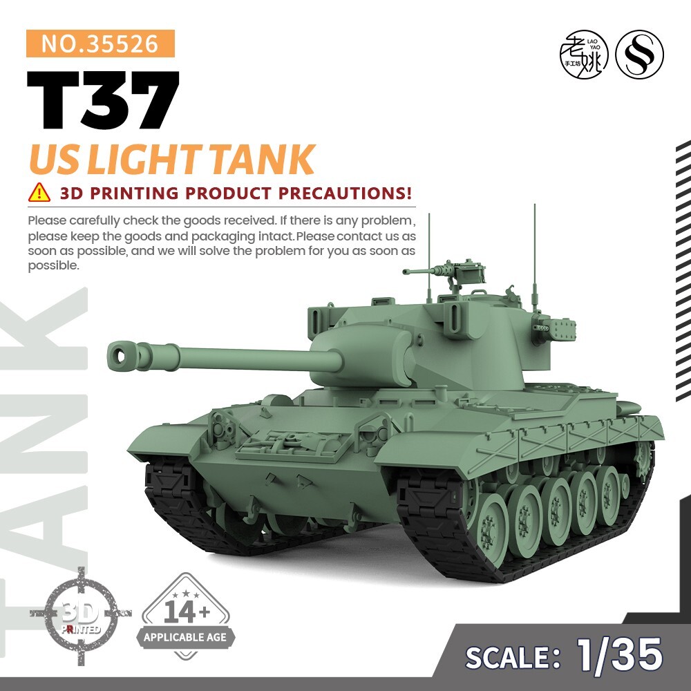 SSMODEL SS35526 1/35 Military Model Kit US T37 Light Tank | eBay