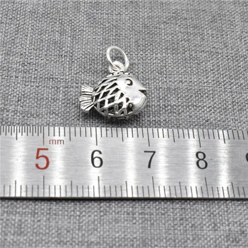 4pcs of Sterling Silver Hollow Fish Charms 3D Ocean Sea for Bracelet ...