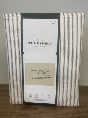 King 400 Thread Count Fall Pattern Performance Sheet Set Gray Stripe ...