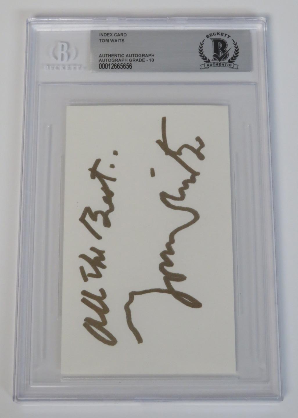 TOM WAITS Signed Autograph 3x5 Index Card Cut Page Slab JSA BAS 10 Auto ...