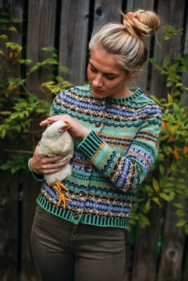 BNWT ERIBE Westray Cardigan Fairisle Meadow 100% Wool L RRP £234 ...