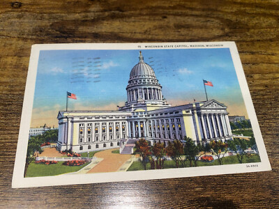 Vintage 1930’s 1940’s Linen Wisconsin State Capitol Madison WI Postcard ...
