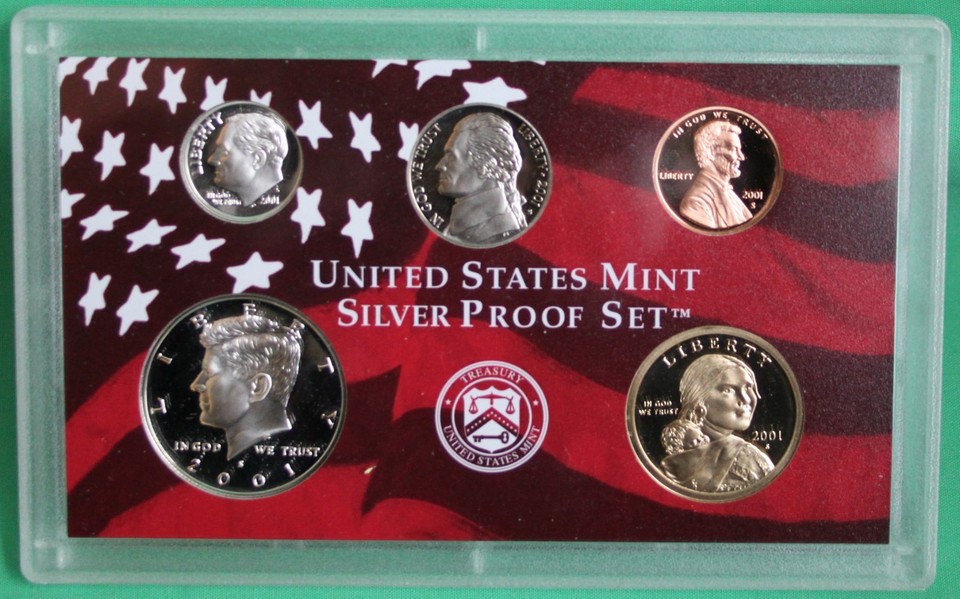 2001 United States Mint ANNUAL 10 Coin SILVER Proof Set with Box and ...