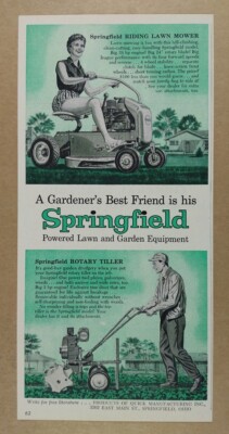 1957 Springfield Riding Lawn Mower & Rotary Tiller vintage print Ad | eBay
