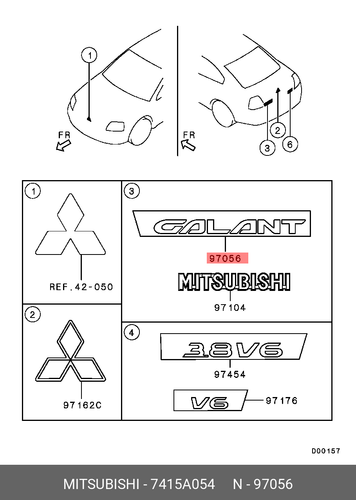 Genuine OE Emblem Name Plate Plastic 7415A054 for Mitsubishi 7415-A054 ...