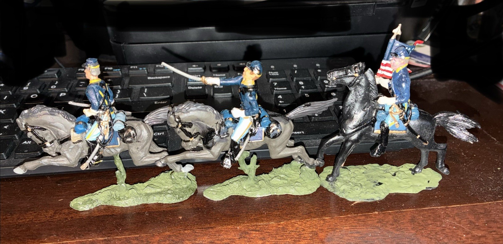 BUSSLER THREE UNION CAV W/FLAG AMERICAN CIVIL WAR. PAINTED 54MM METAL ...