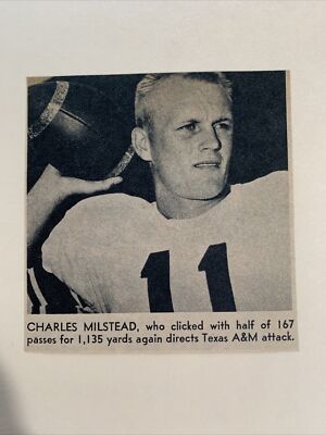 Charles Milstead Texas A&M Aggies 1959 S&S Football Pictorial CO Panel ...