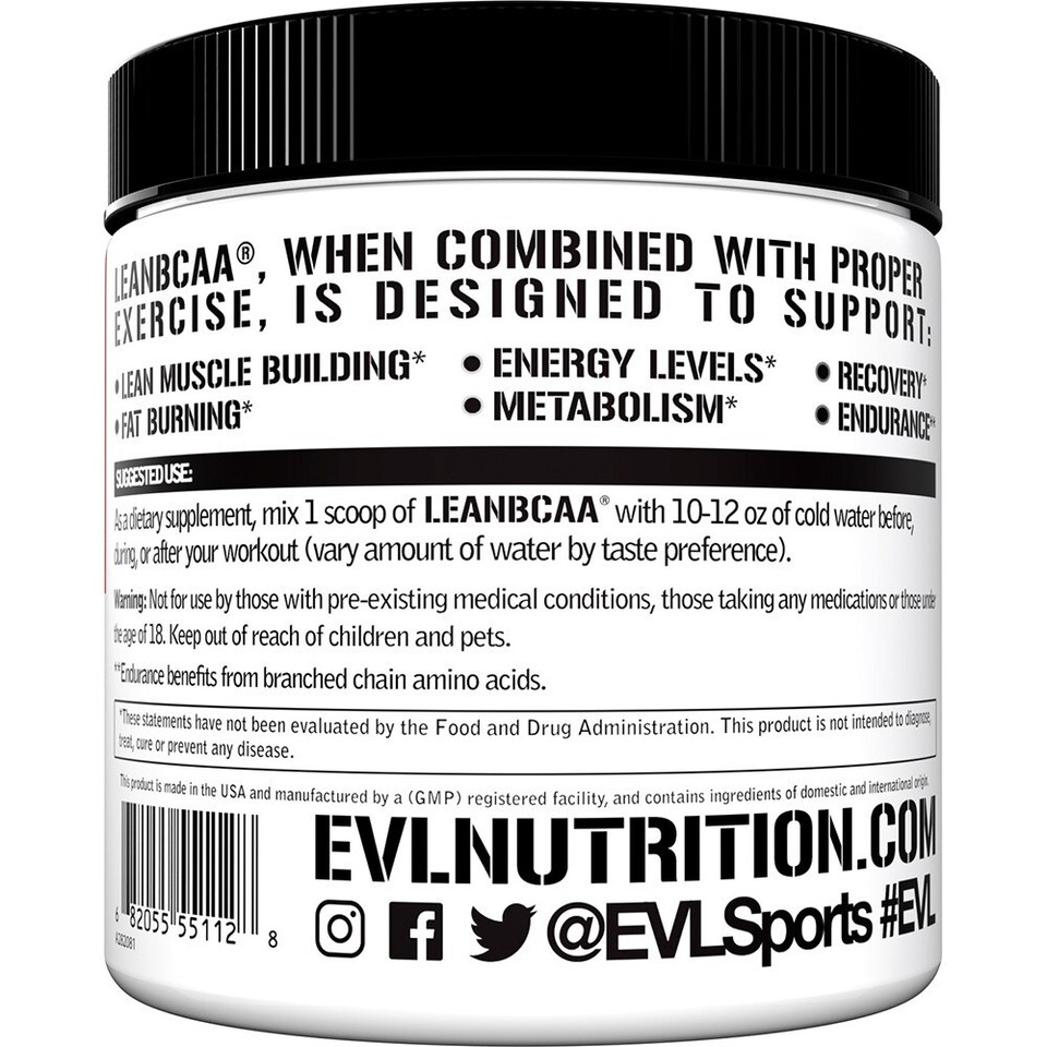 EVL LeanBCAA Fruit Punch 30srv: Muscle Recovery Fat Burn and Metabolism ...