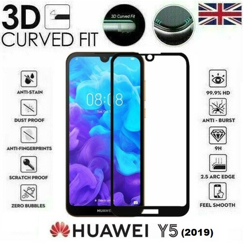 For Huawei Y5 (2019) Full 3D Tempered Glass 9H Screen Protector Cover ...