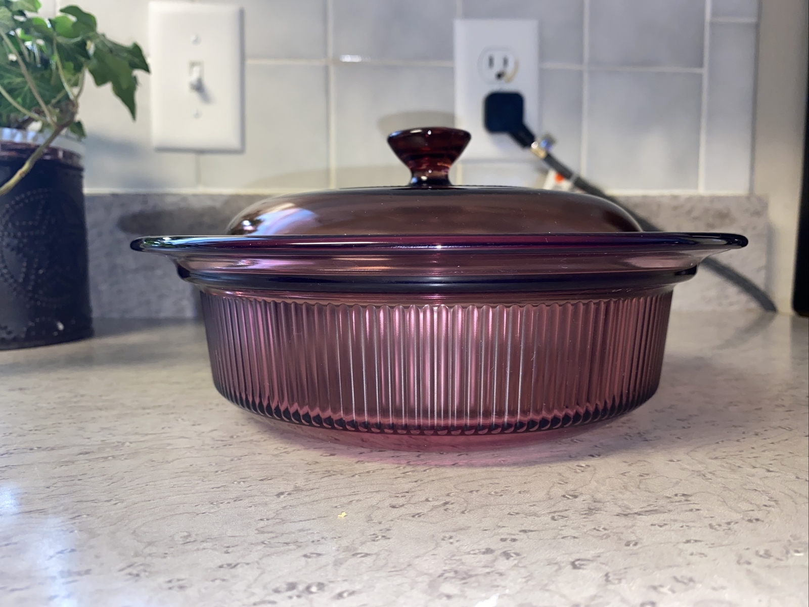 Pyrex Vision 1 Quart Covered Cranberry Glass Covered Baking Dish V1.c5 ...